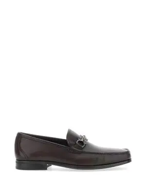 FERRAGAMO Gancini Plaque Leather Loafers