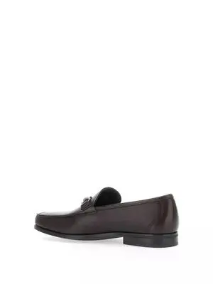 FERRAGAMO Gancini Plaque Leather Loafers