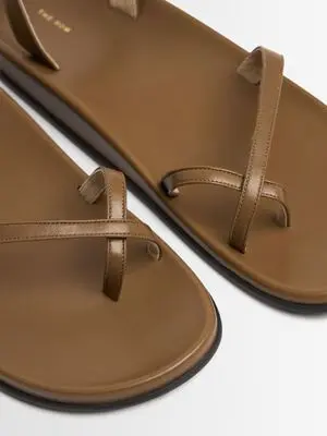 THE ROW Hugh Ankle Strap Flat Sandals - Brown