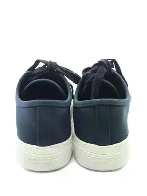 Prada Canvas Round Toe Lace Up Sneakers