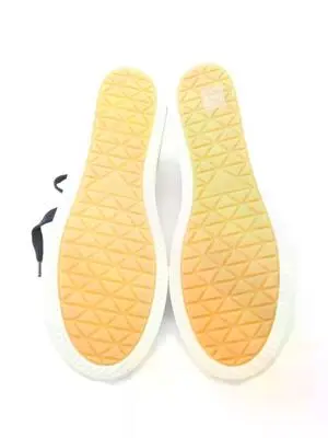 Prada Canvas Round Toe Lace Up Sneakers