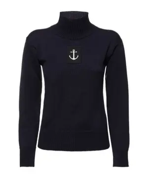JIL SANDER Embroidered Logo Turtleneck Sweater - Black