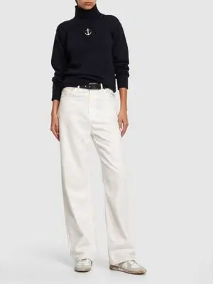 JIL SANDER Embroidered Logo Turtleneck Sweater