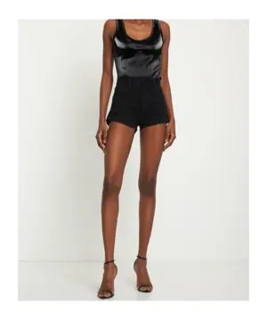 MUGLER Lace Trimmed Denim Shorts