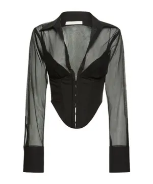 DION LEE Sheer Corset Shirt With Button Cuffs