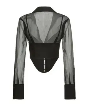 DION LEE Sheer Corset Shirt With Button Cuffs