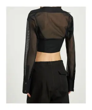 DION LEE Sheer Corset Shirt With Button Cuffs