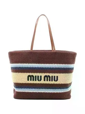 Miu Miu Raffia-effect Woven Tote Bag