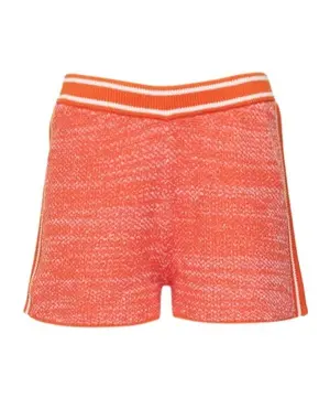 The Upside High Waist Ribbed Knit Hot Pants With Logo Embroidery - Orange