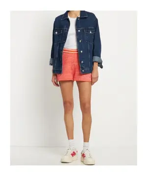 The Upside High Waist Ribbed Knit Hot Pants With Logo Embroidery