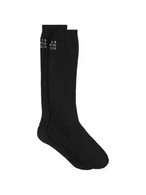 MAISON MARGIELA Numeric Signature Ribbed Knit Socks - Black