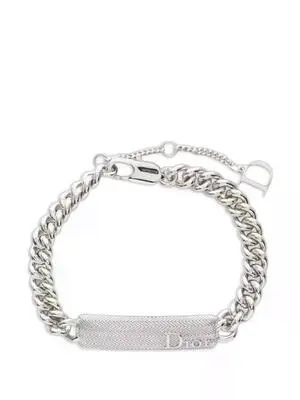 Dior Tone Logo Plate Curb-link Chain Bracelet