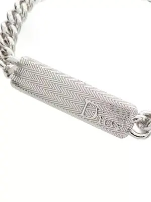 Dior Tone Logo Plate Curb-link Chain Bracelet