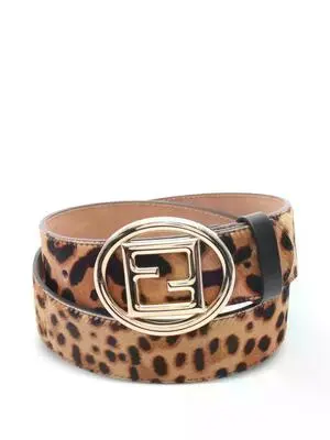 Fendi Ff Logo Leopard Print Belt - Neutrals
