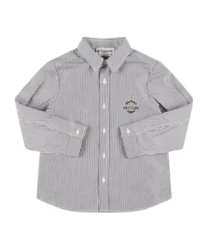 Bonpoint Striped Cotton Poplin Shirt - Gray