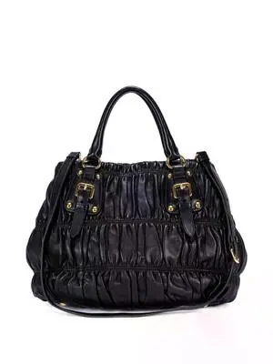 Prada Ruched Leather Shoulder Bag