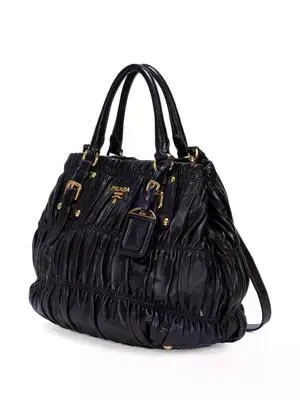 Prada Ruched Leather Shoulder Bag