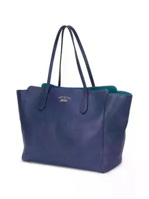 Gucci Swing Leather Tote Bag - Blue