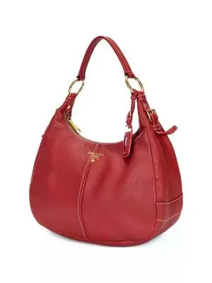 Prada Logo-plaque Leather Shoulder Bag - Red