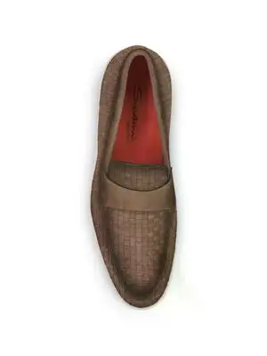 Santoni Woven Leather Loafers