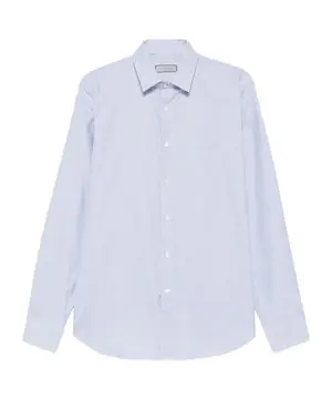 Canali Checked Cotton Shirt - Light Blue