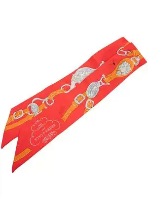 Hermès 1990-2000 Bride De Gala Silk Twilly Scarf Scarves - Red