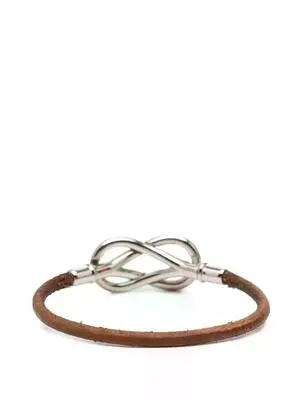 Hermès Palladium Plated And Leather Atame Knot Bracelet - Brown