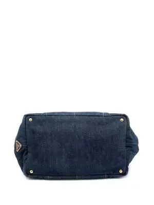 Prada Denim Canapa Logo Tote Bag