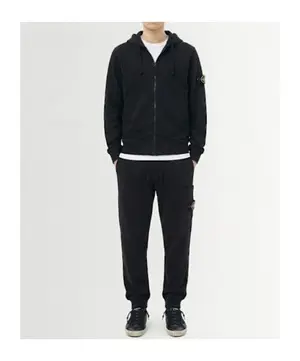 Stone Island Cotton Zip Hoodie With Logo Patch