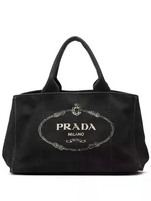 Prada Canvas Canapa Logo Satchel - Black