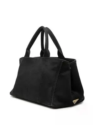 Prada Canvas Canapa Logo Satchel - Black