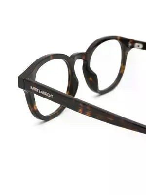 Saint Laurent Tortoiseshell Round Frame Glasses