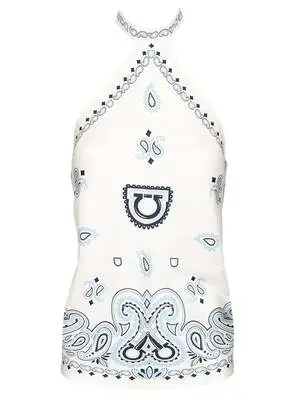 FERRAGAMO Arabesque Print Scarf Top - Multicolor