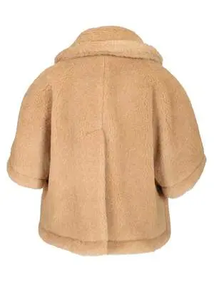 Max Mara Corvino Cape In Alpaca And Cashmere - Cream