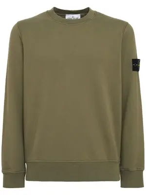Stone Island Logo Cotton Crewneck Sweatshirt - Green