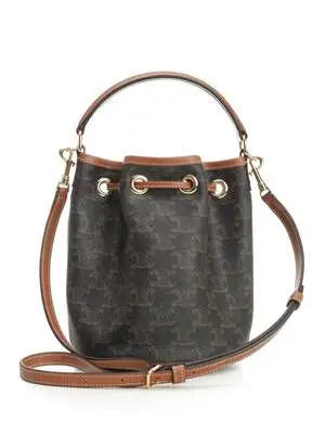 Celine Triomphe Canvas And Calfskin Bucket Bag