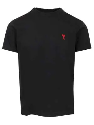 AMI Paris AMI PARIS "Ami De Coeur" Embroidered Cotton T-Shirt Black
