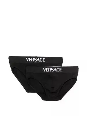 Versace Logo-waistband Briefs - Black