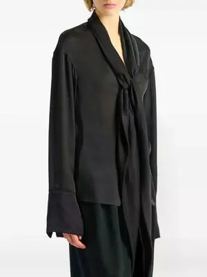 Balmain Silk Shirt With Tie Collar