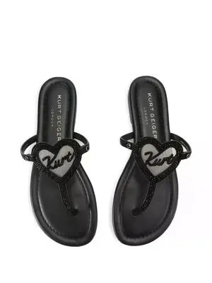 Kurt Geiger Embellished Heart T-bar Sandals - Black