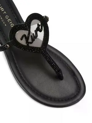 Kurt Geiger Embellished Heart T-bar Sandals - Black
