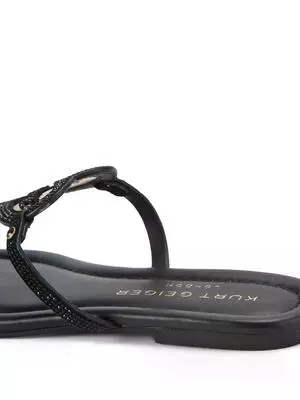 Kurt Geiger Embellished Heart T-bar Sandals - Black