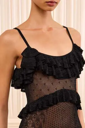 Ulla Johnson Bania Knit Bodysuit With Ruffle Detailing - Noir