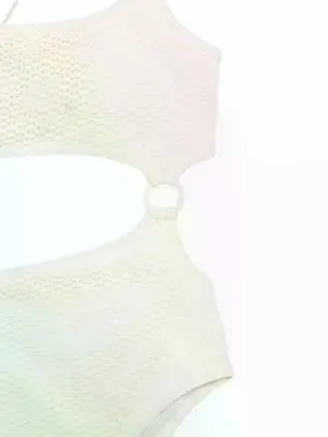 Karl Lagerfeld Crochet Ring Detail One-shoulder Swimsuit