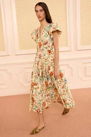 Ulla Johnson Marin Floral Cotton Midi Dress - Abalone