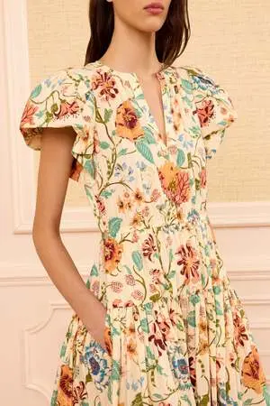 Ulla Johnson Marin Floral Cotton Midi Dress - Abalone