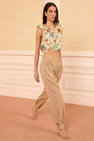 Ulla Johnson Gracie Cotton Floral Print Cropped Top - Abalone