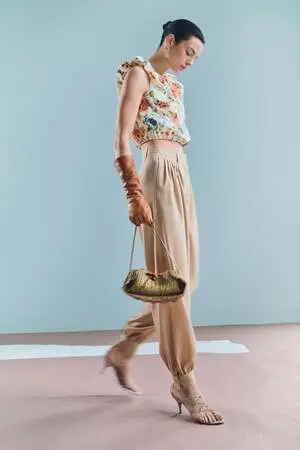 Ulla Johnson Gracie Cotton Floral Print Cropped Top - Abalone