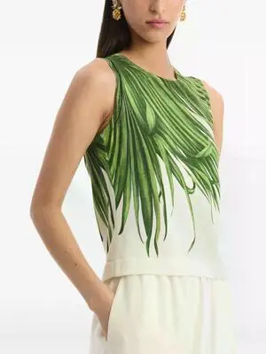 Oscar De La Renta Sleeveless Crew Neck Tank - Green