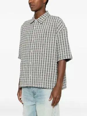 NAHMIAS Check-pattern Short-sleeve Cropped Cotton Shirt